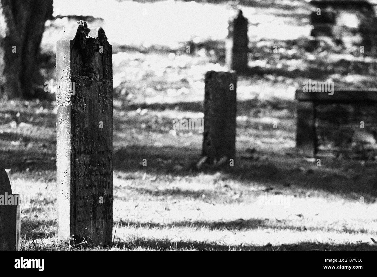 HALIFAX, CANADA - Oct 07, 2021: The old cemetery headstones in a ...
