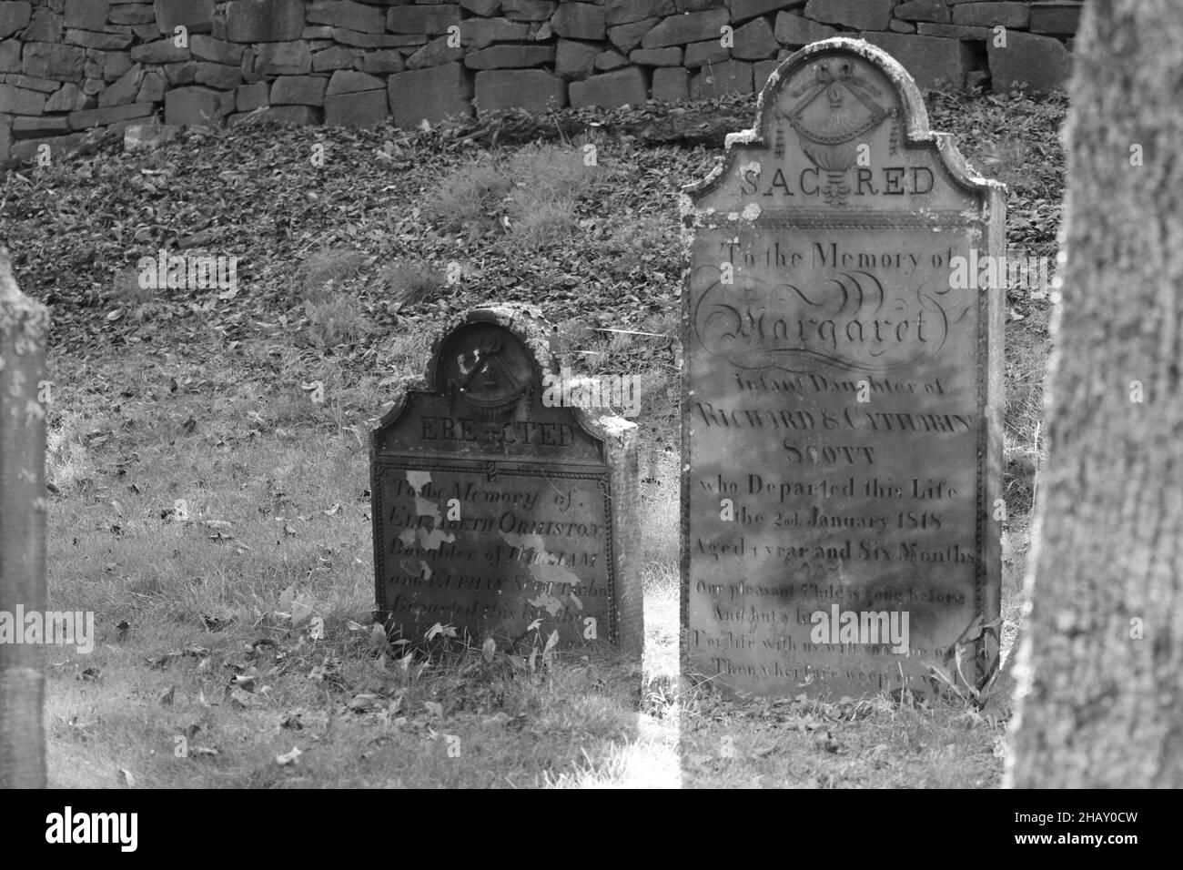 HALIFAX, CANADA - Oct 07, 2021: The old cemetery headstones in a ...