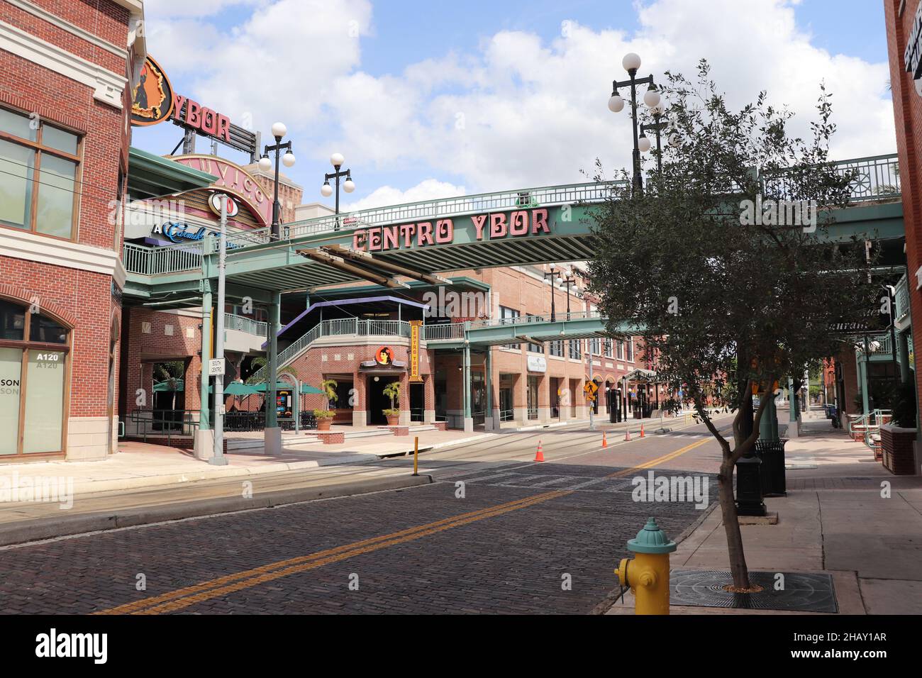 YBOR, UNITED STATES - Mar 13, 2019: A street entrance to Central Ybor ...