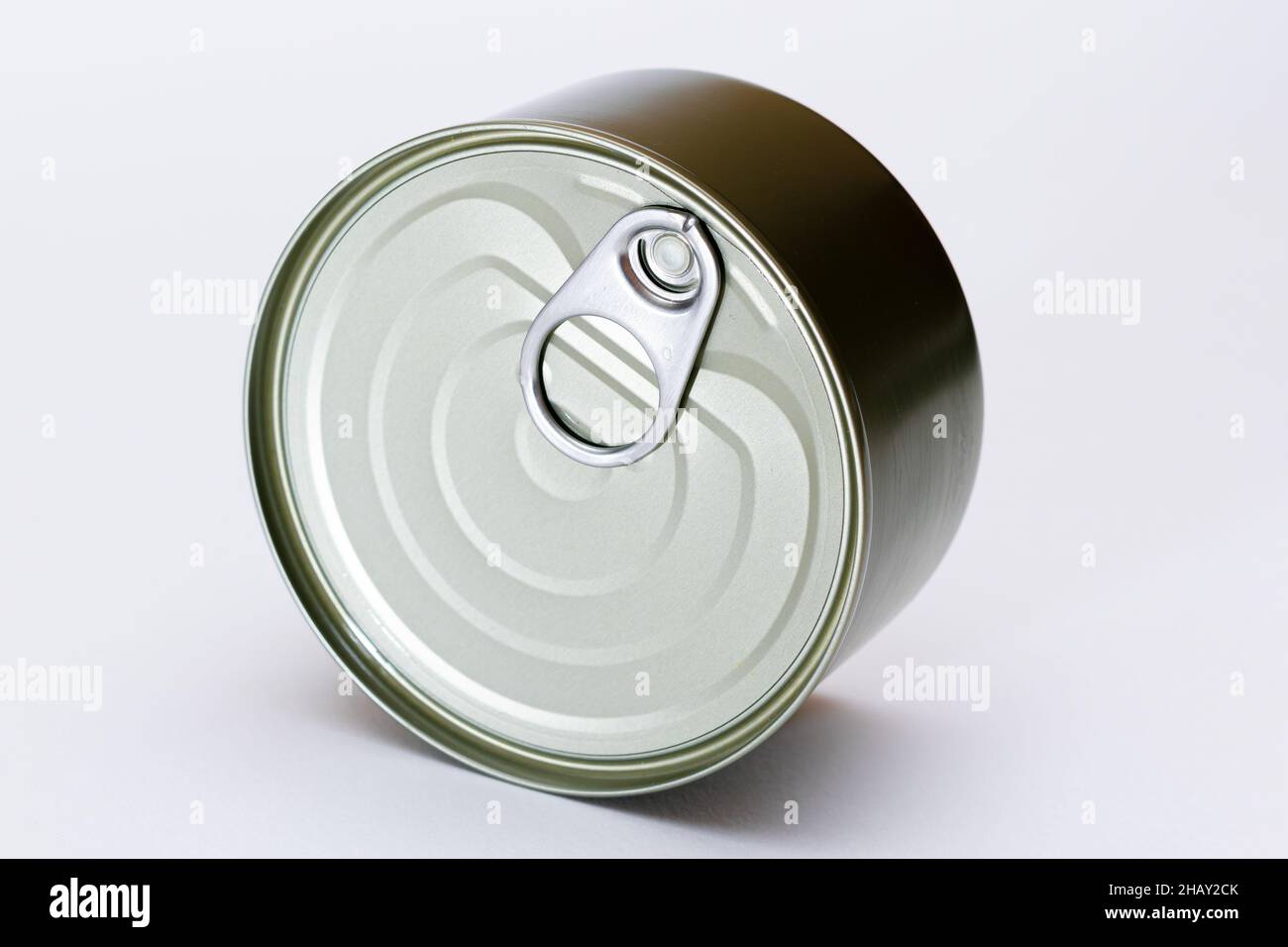 Unopened Tin Can with Blank Edge on White Background. Canned Food ...