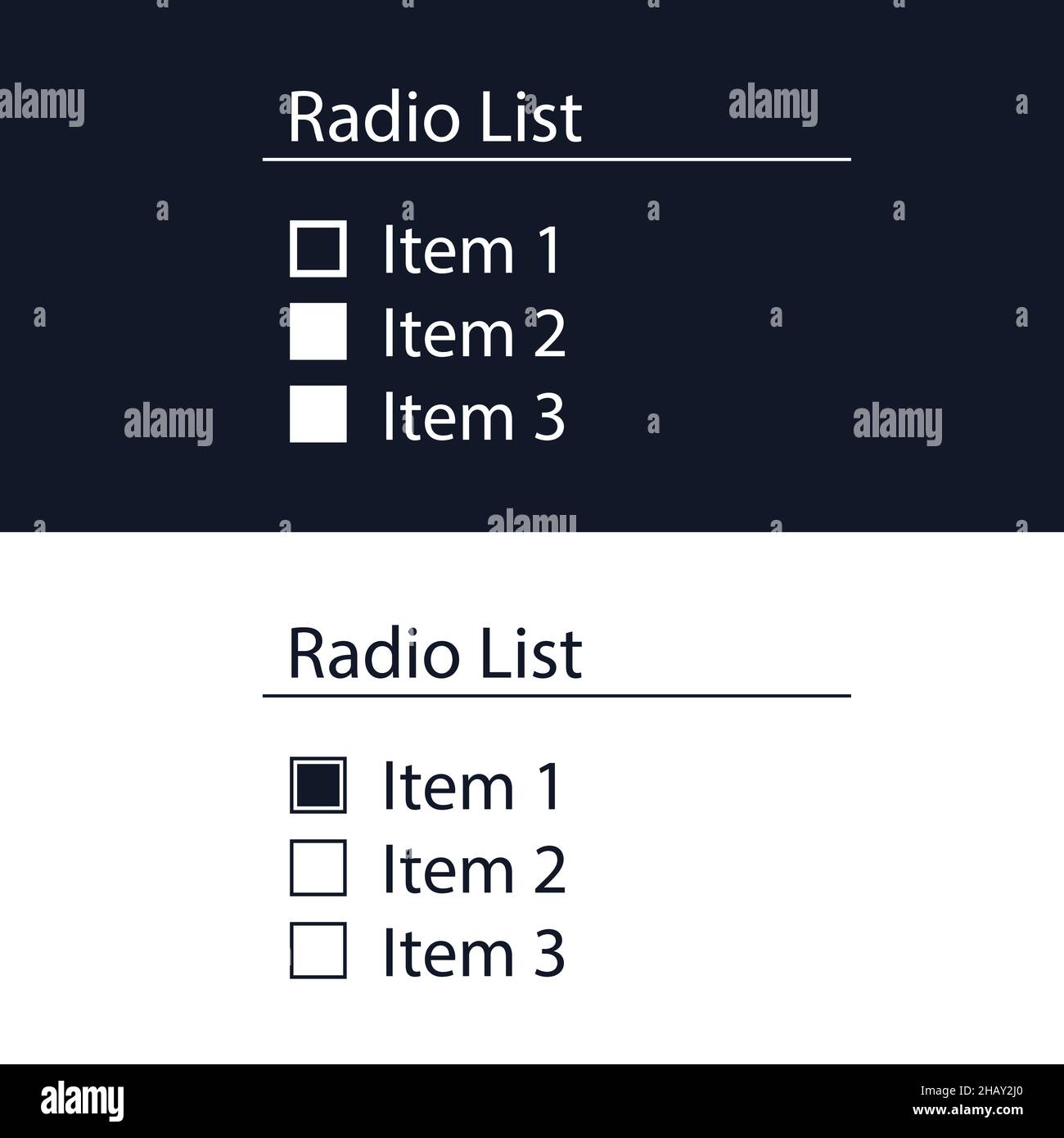 Radio list is an HTML element of the website template. User interface ...