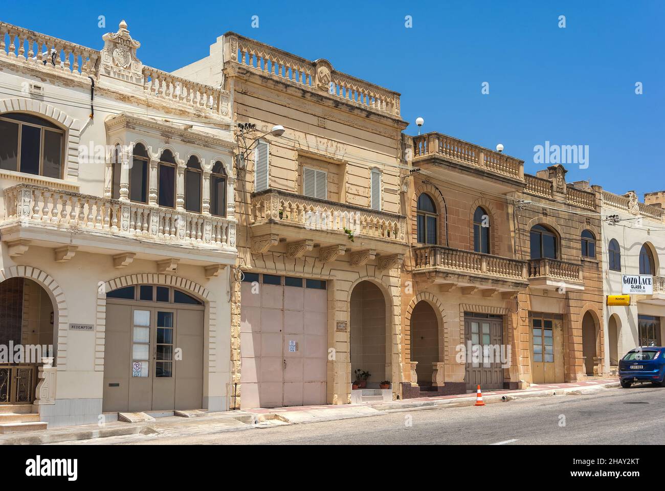 Typical Maltese residential architecture with brightly coloured timber ...
