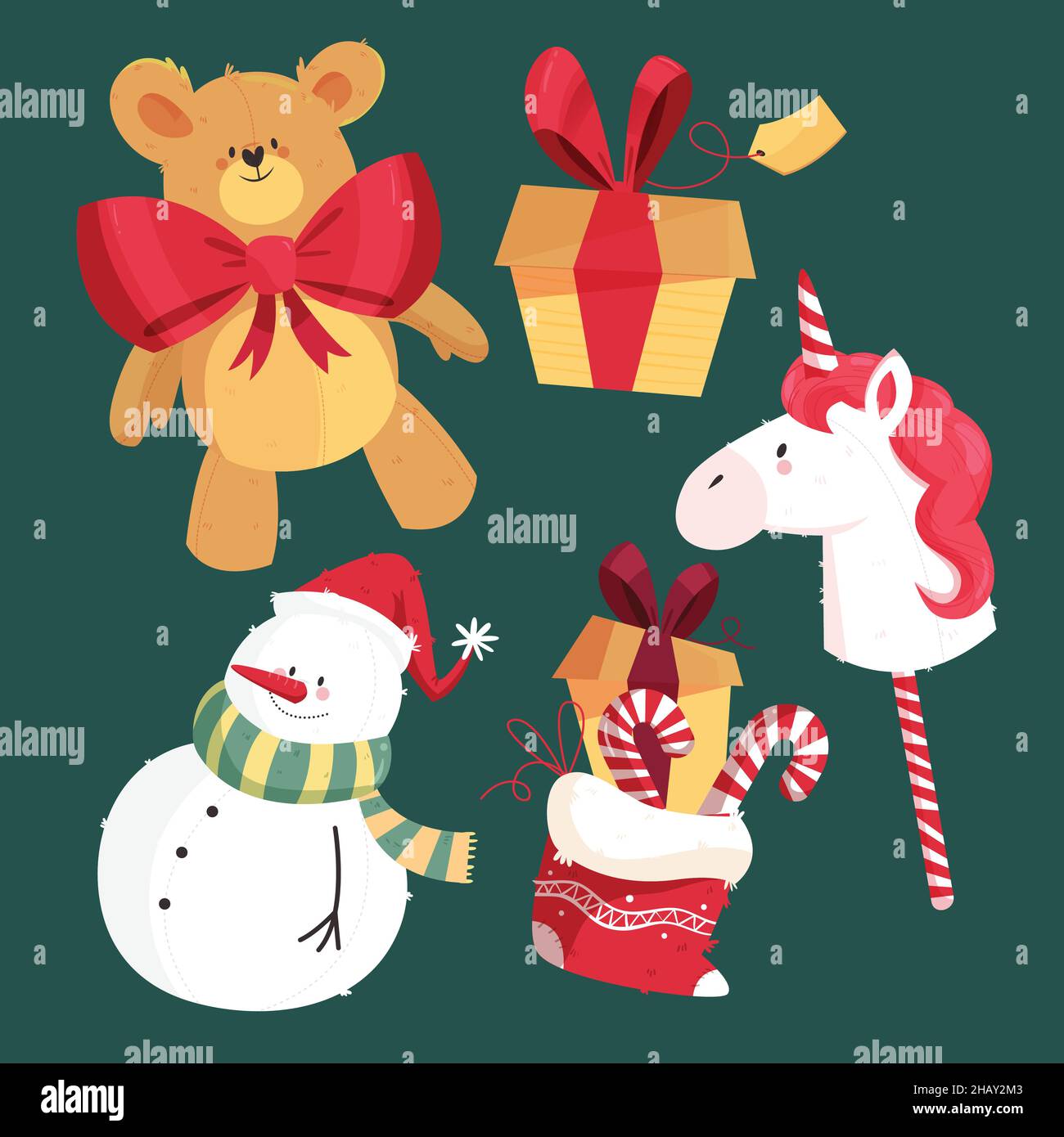 hand drawn christmas toy collection vector design illustration Stock ...
