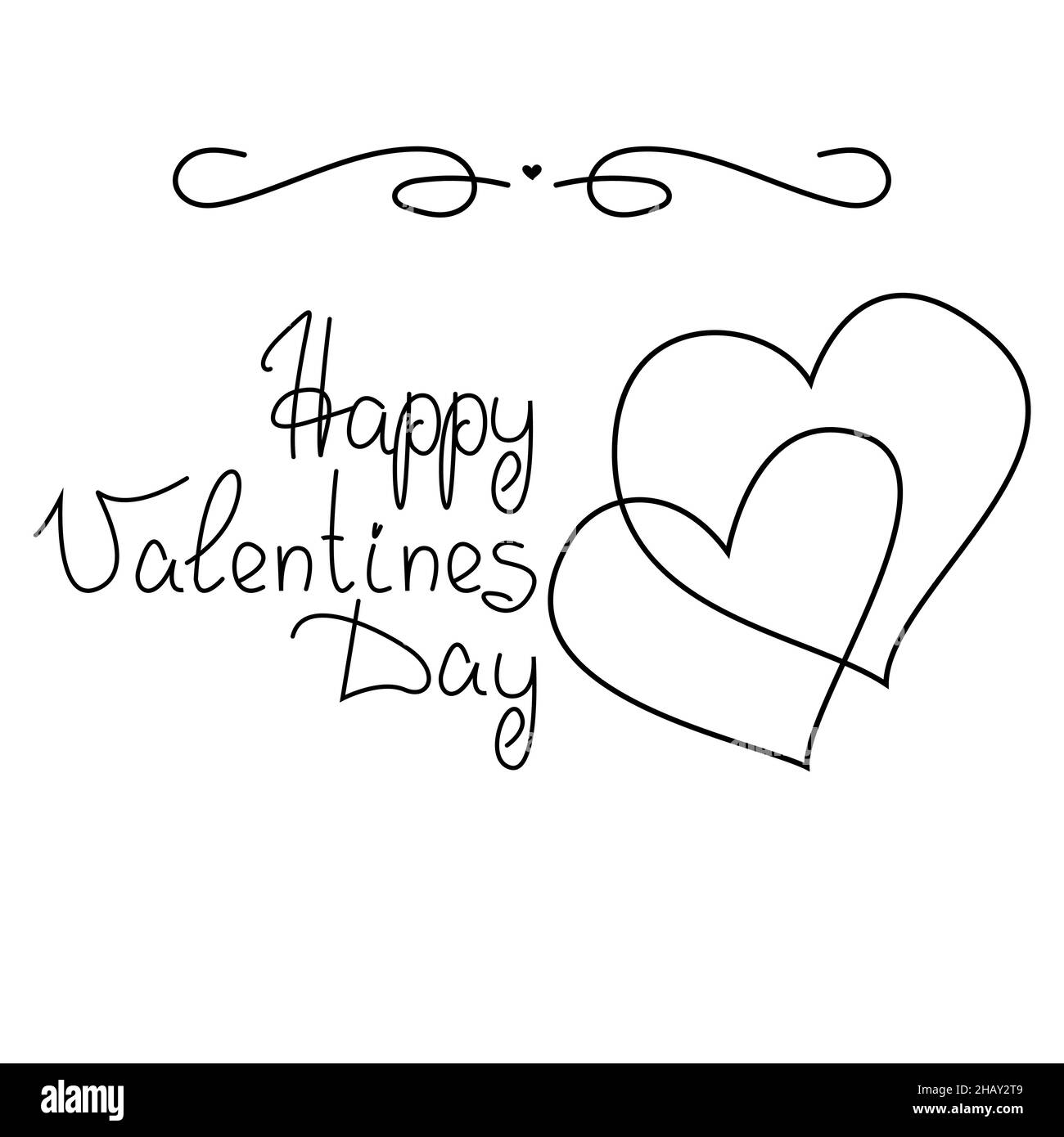 Happy Valentines Day Black And White Clip Art