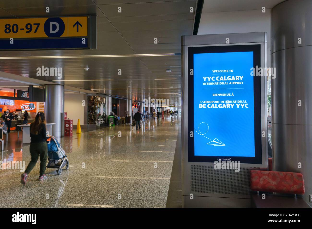 Calgary, Canada - 2 October 2021: Passengers waiting for their flights ...