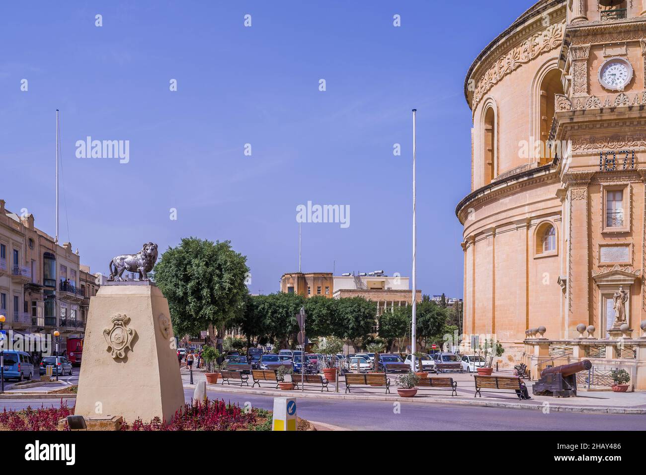Lion at the main roundabout in front of Santa Marija Assunta - Mosta ...