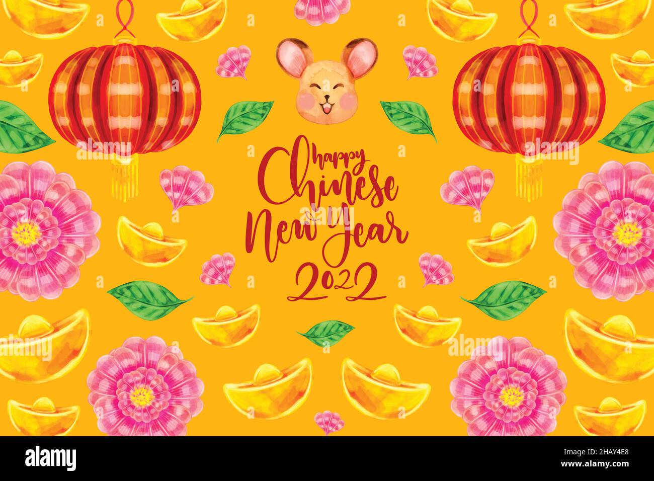 watercolor chinese new year concept vector design illustration Stock ...