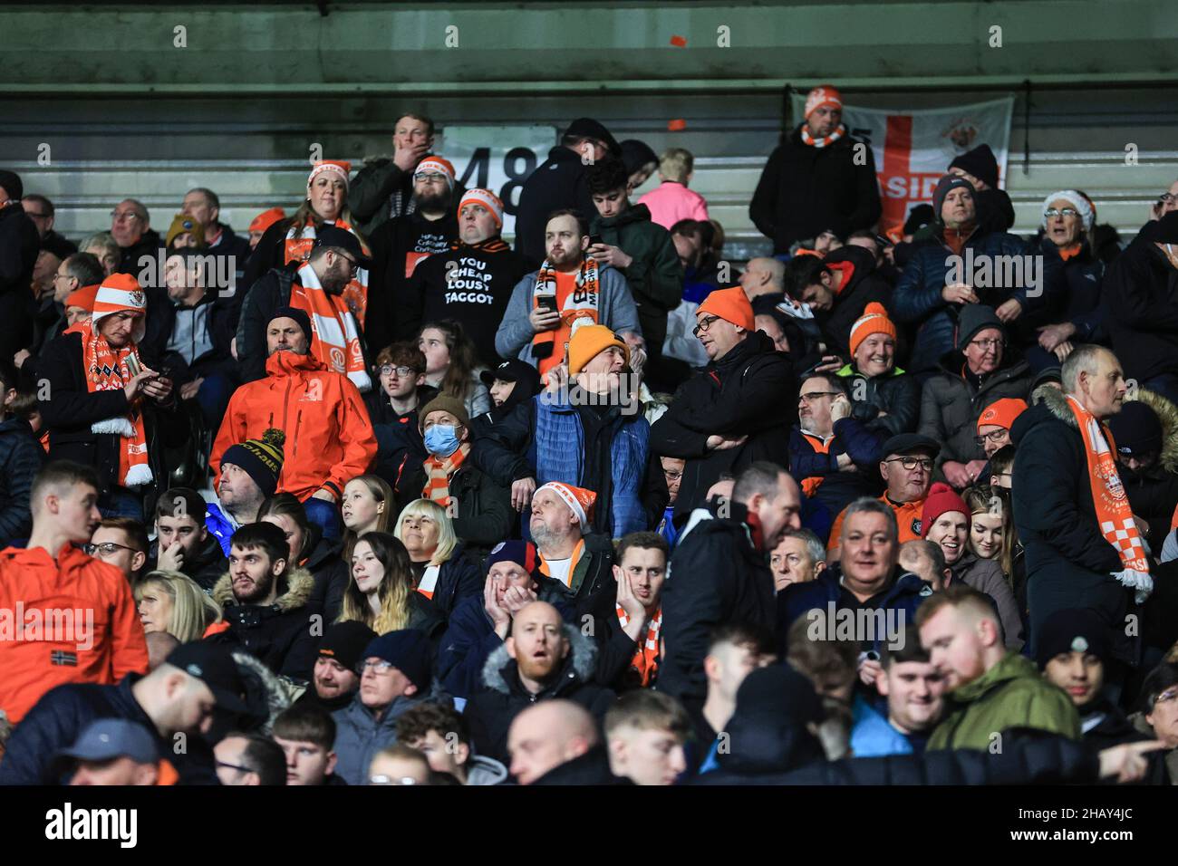 Blackpool fans during the game Stock Photo - Alamy