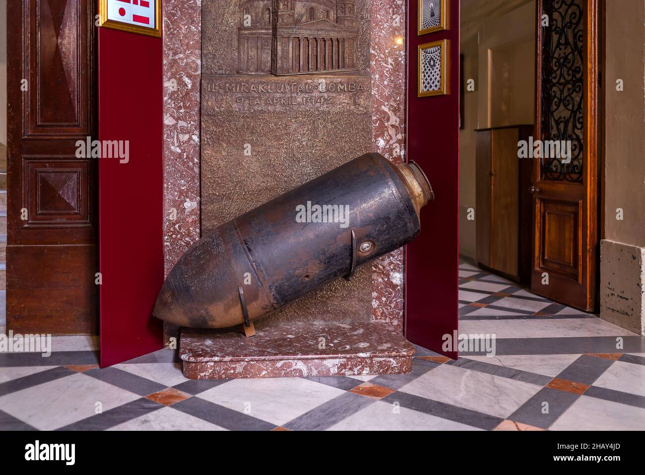 The shell of a 1000 kg German bomb that crashed through the dome in ...