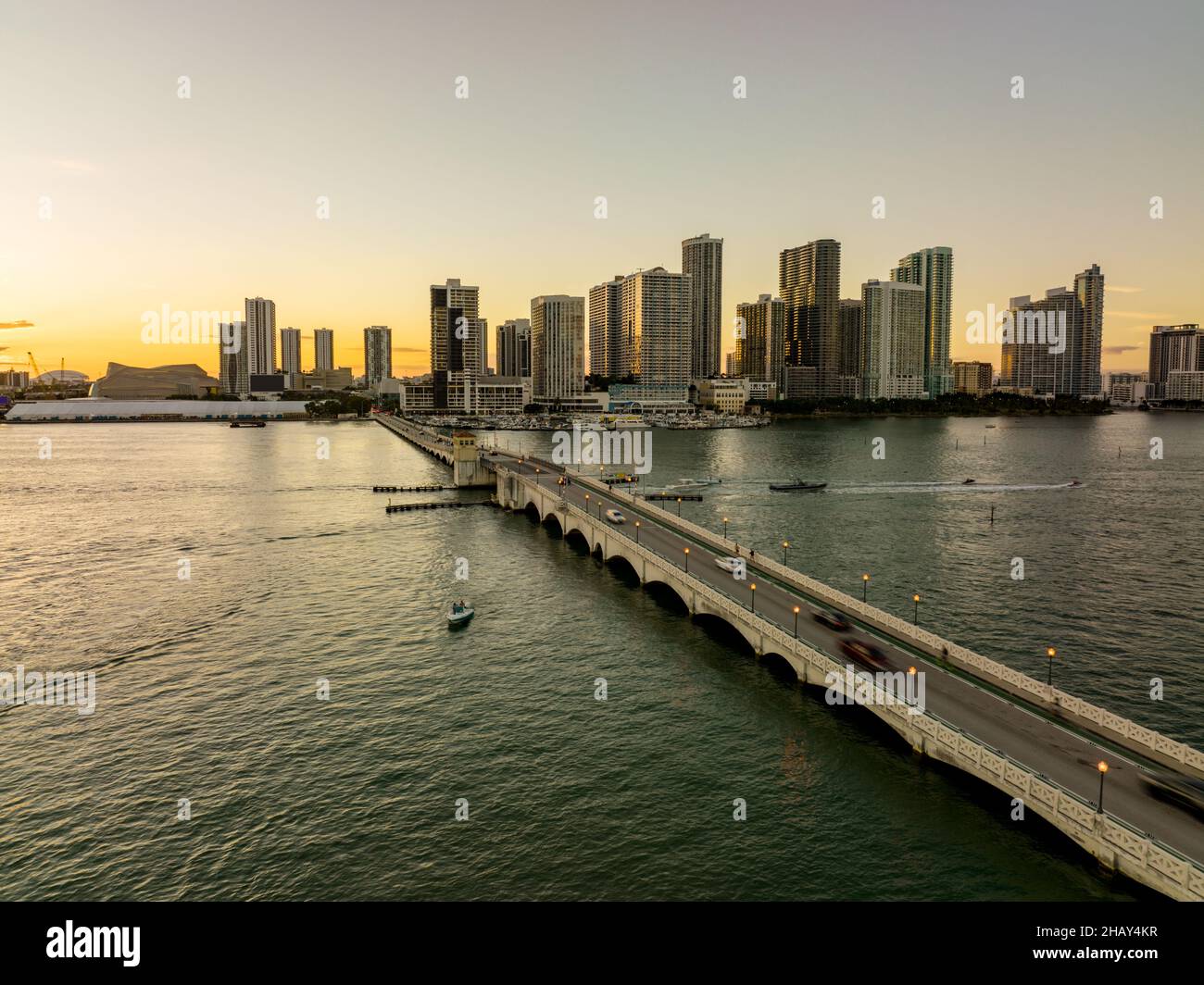 Aerial drone photo Miami Venetian Causeway Stock Photo - Alamy