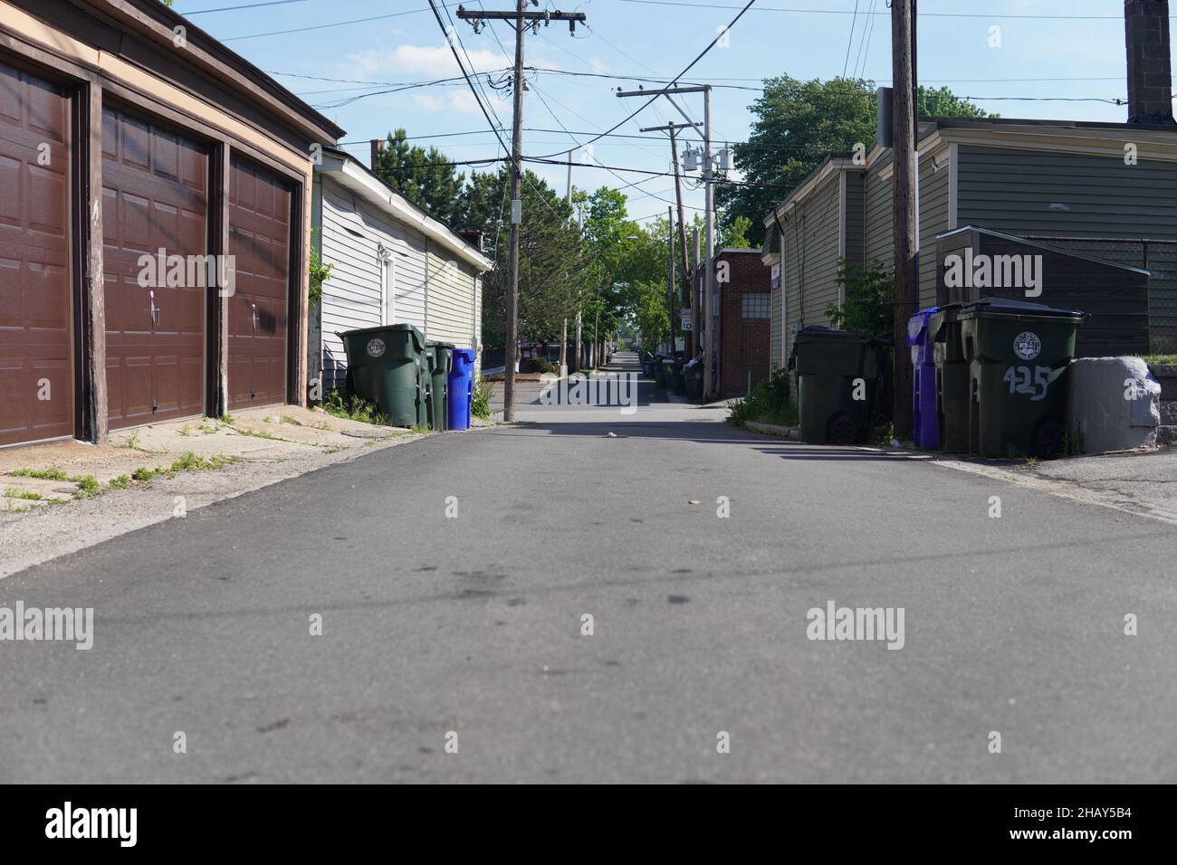 Shot of the buildings in the street of alley, Manchester NH Stock Photo ...