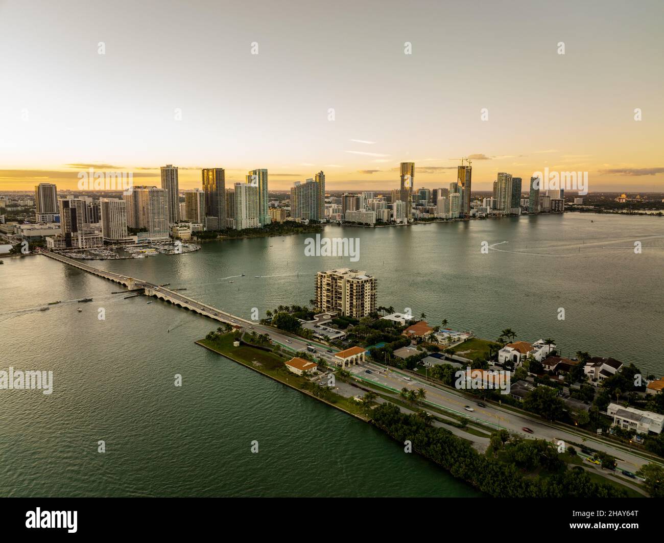 Aerial drone photo Miami Venetian Causeway Stock Photo - Alamy