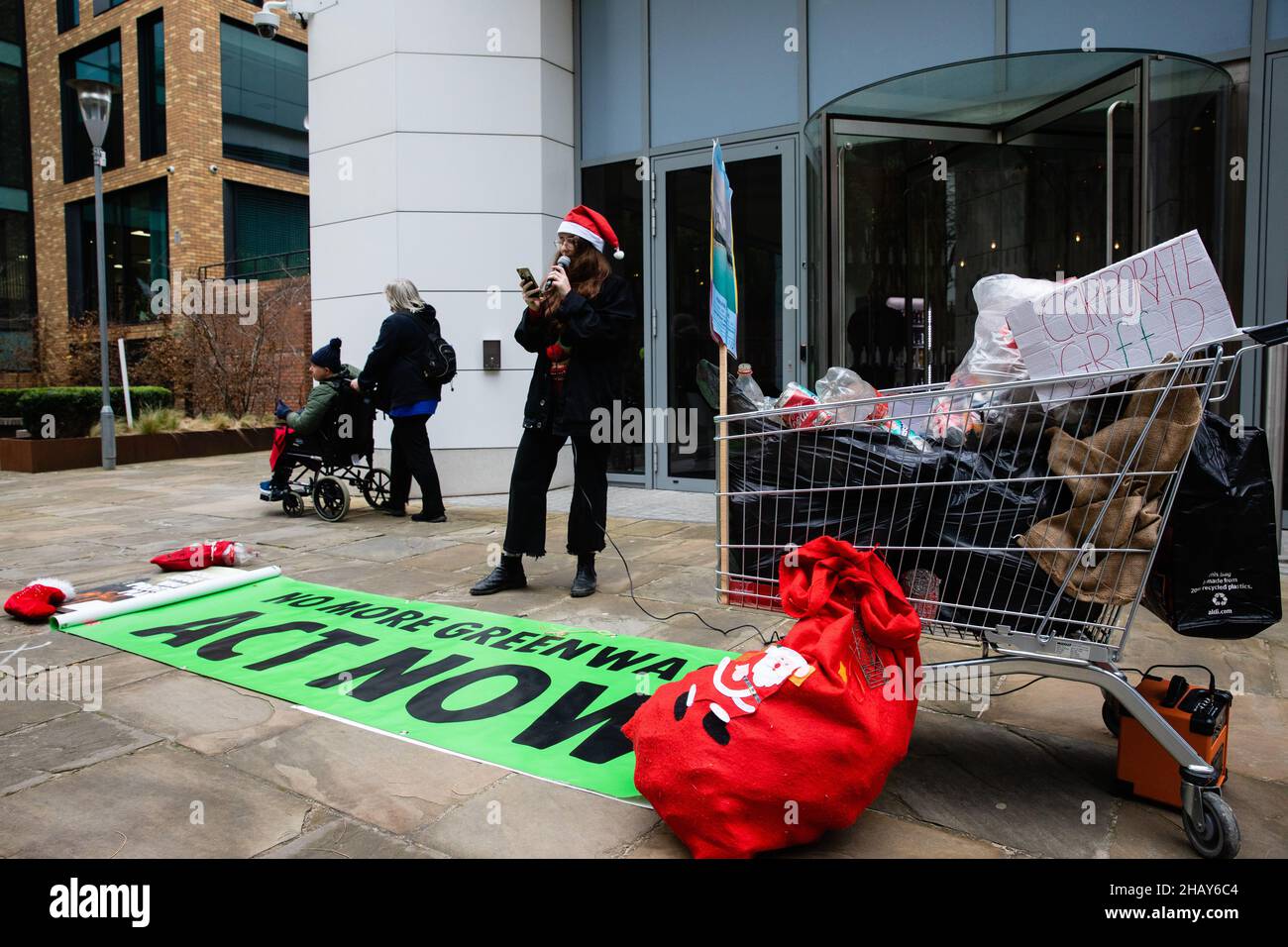 London, UK. 15th December, 2021. A climate activist from Extinction ...