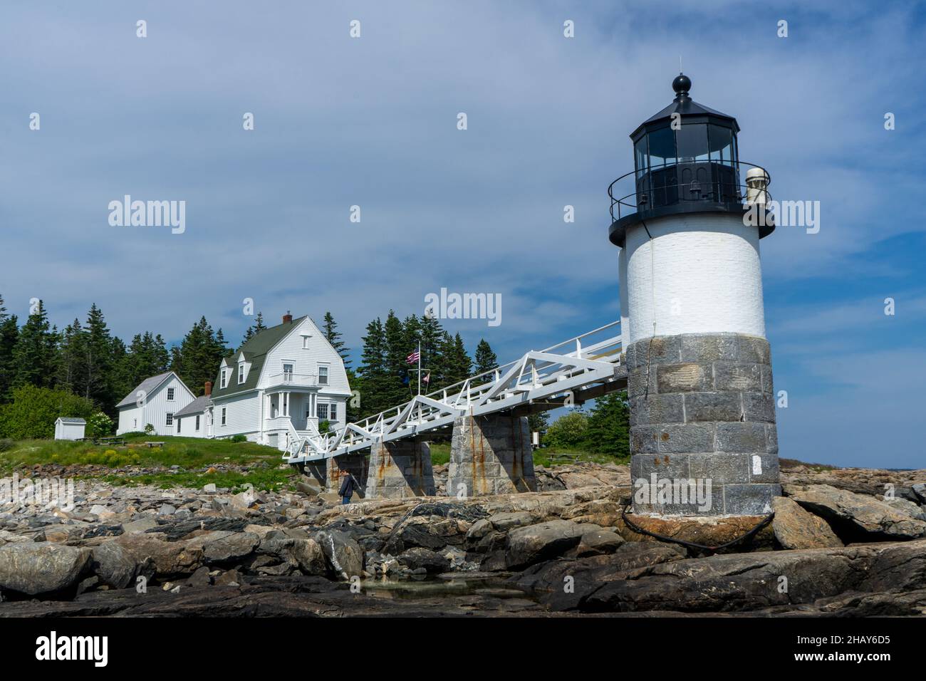 Beautiful white house and Marshall Point Lighthouse with the background ...