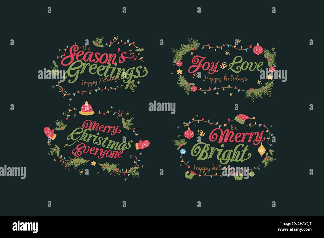 flat christmas label set vector design illustration Stock Vector Image ...