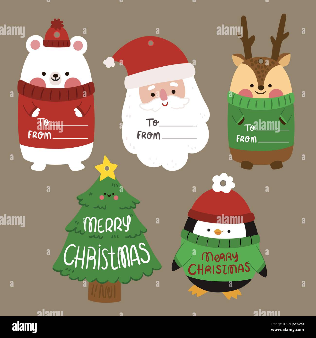 flat christmas label collection vector design illustration Stock Vector ...