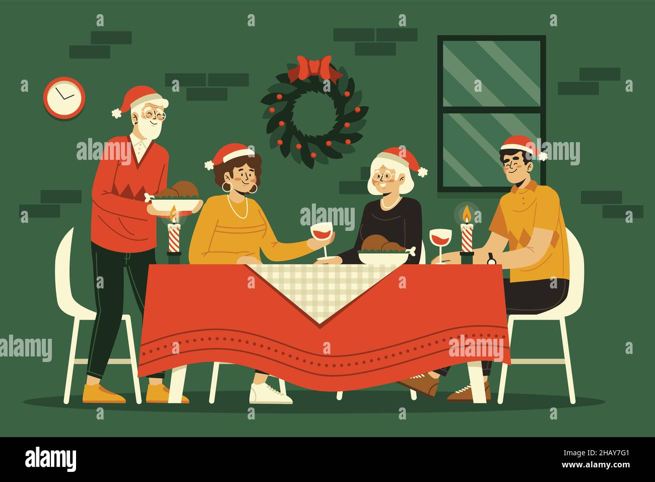 christmas dinner scene vector design illustration Stock Vector Image ...