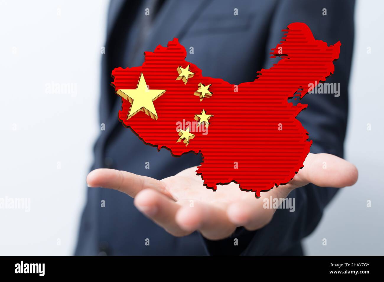 3D rendered China map hovering on a person's hand Stock Photo - Alamy