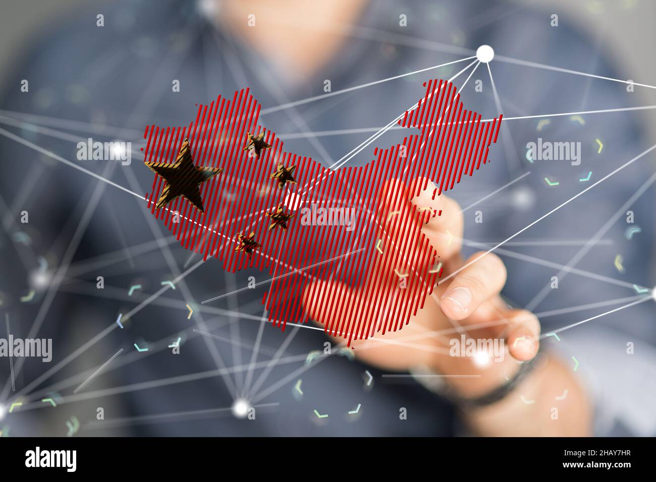 Person's hand touching the 3D rendered China map Stock Photo - Alamy