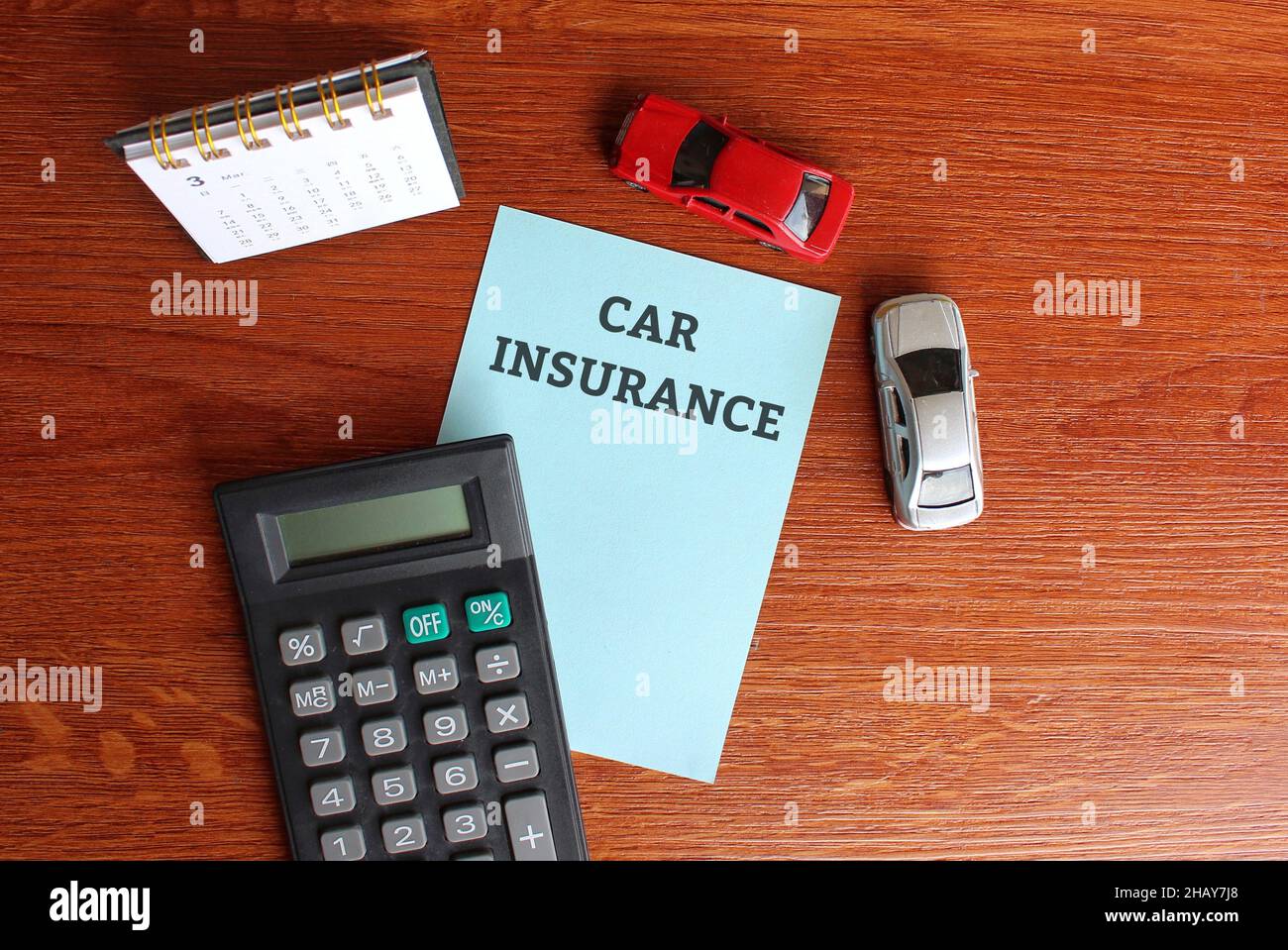 Planning and financial concept. Top view of desk calendar, calculator ...