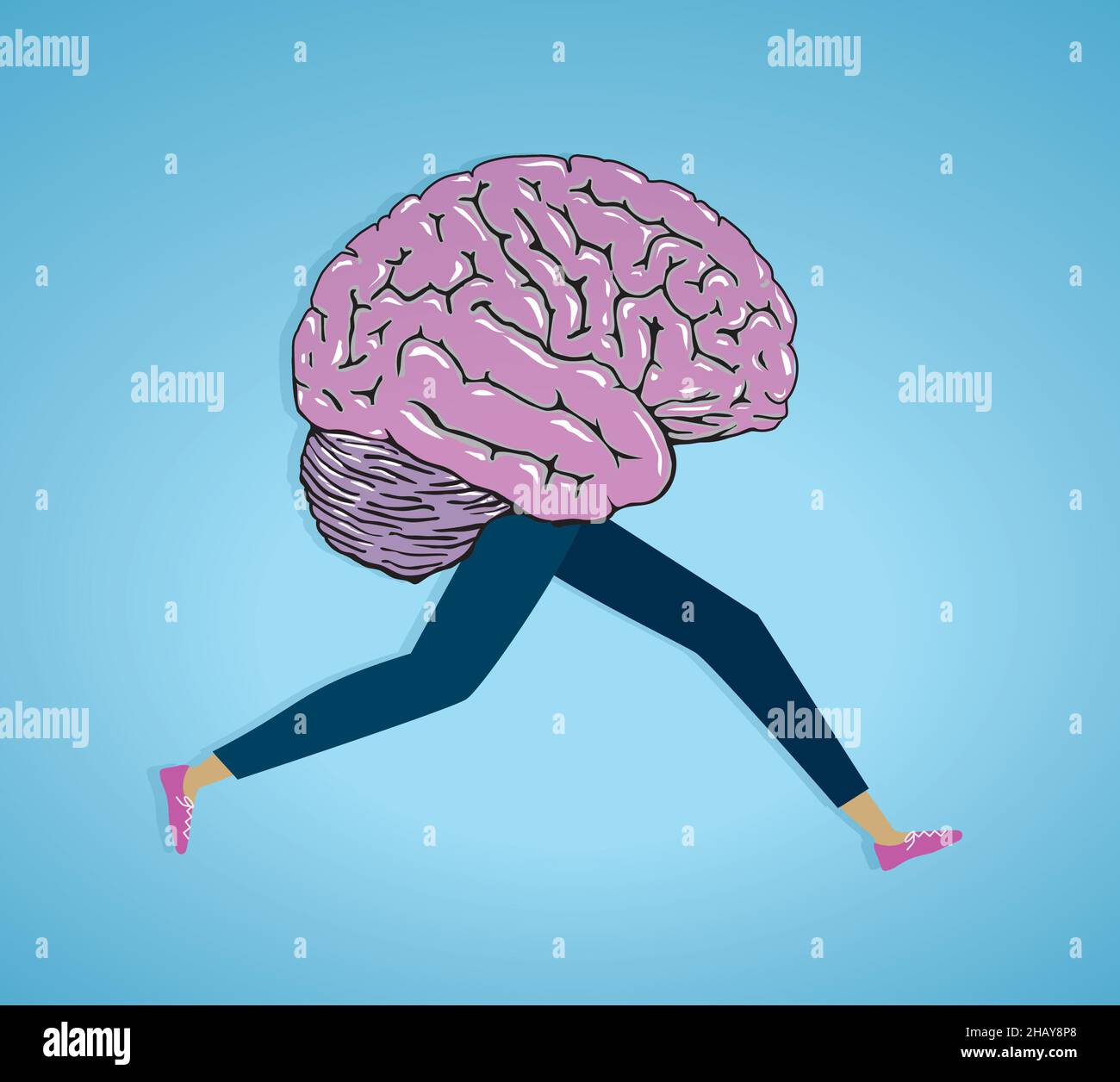 Stressed running brain, vector illustration. EPS10 Stock Vector Image ...