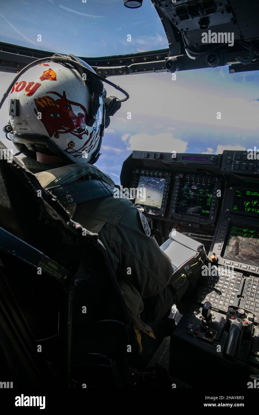 A U.S. Marine pilot of an MV-22B Osprey helicopter with Marine Medium ...