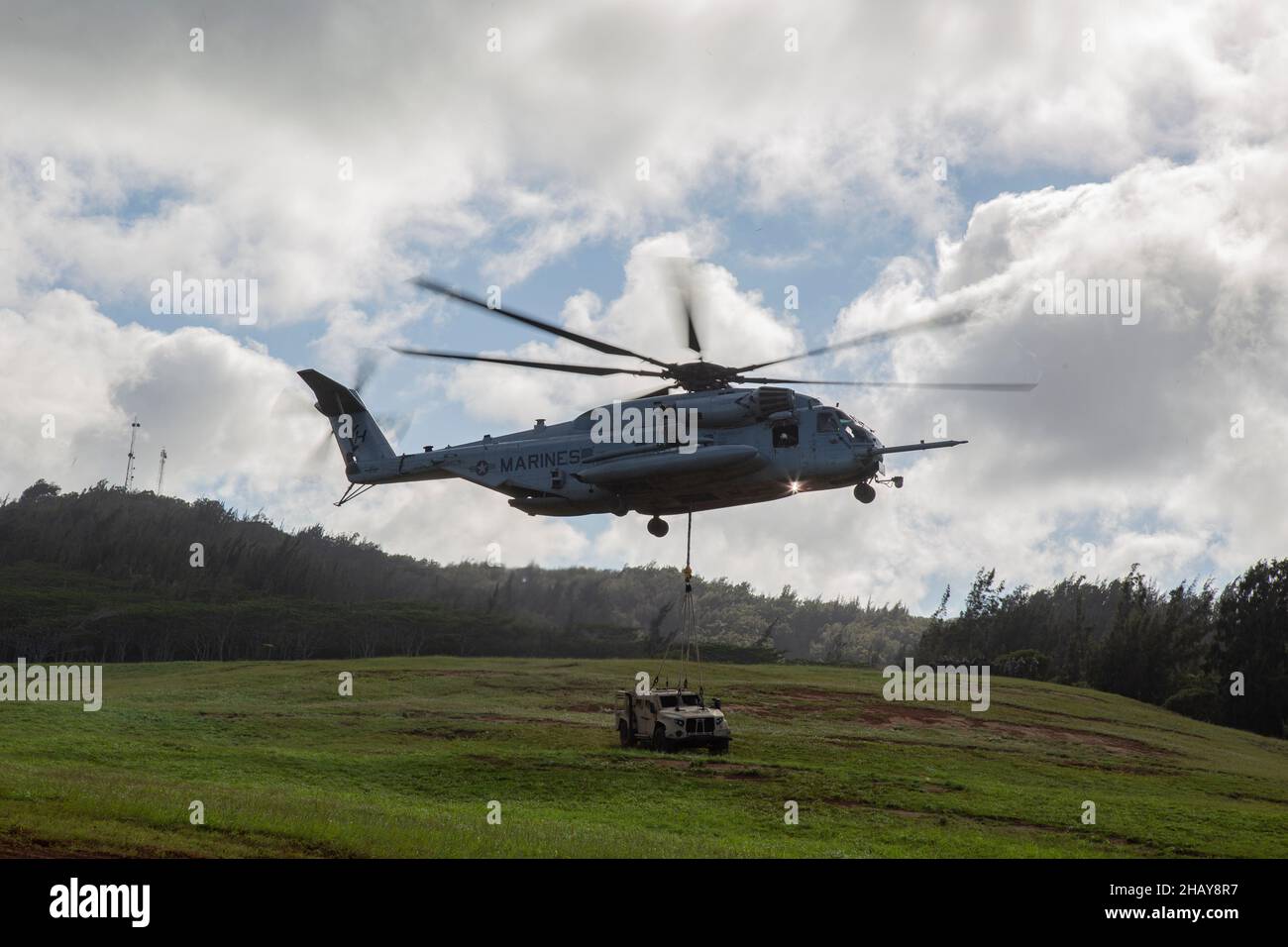 A U.S. Marine CH-53E Super Stallion helicopter assigned to Marine Heavy ...
