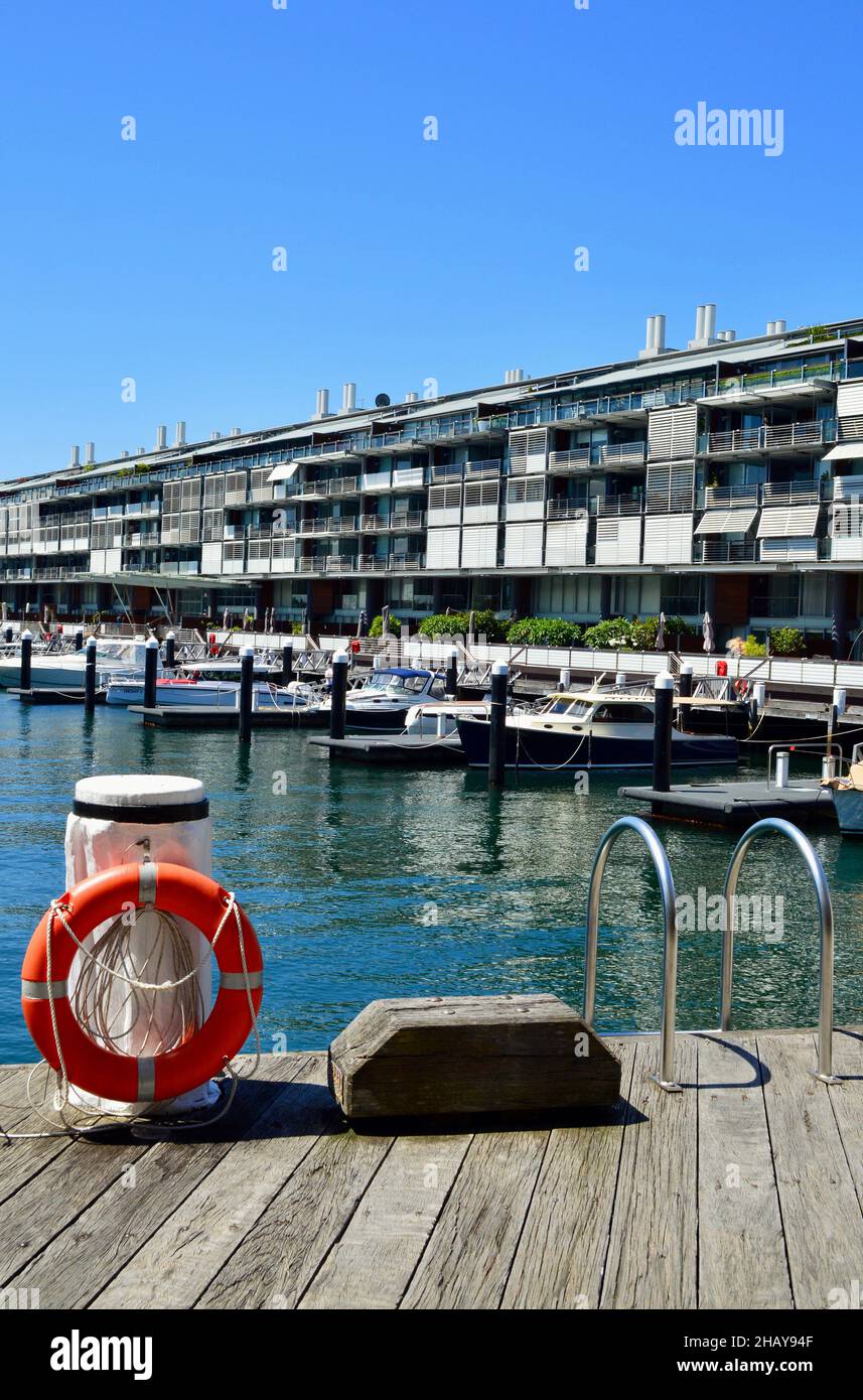A view from the deck of the Hickson Road wharf in the Rocks area of ...