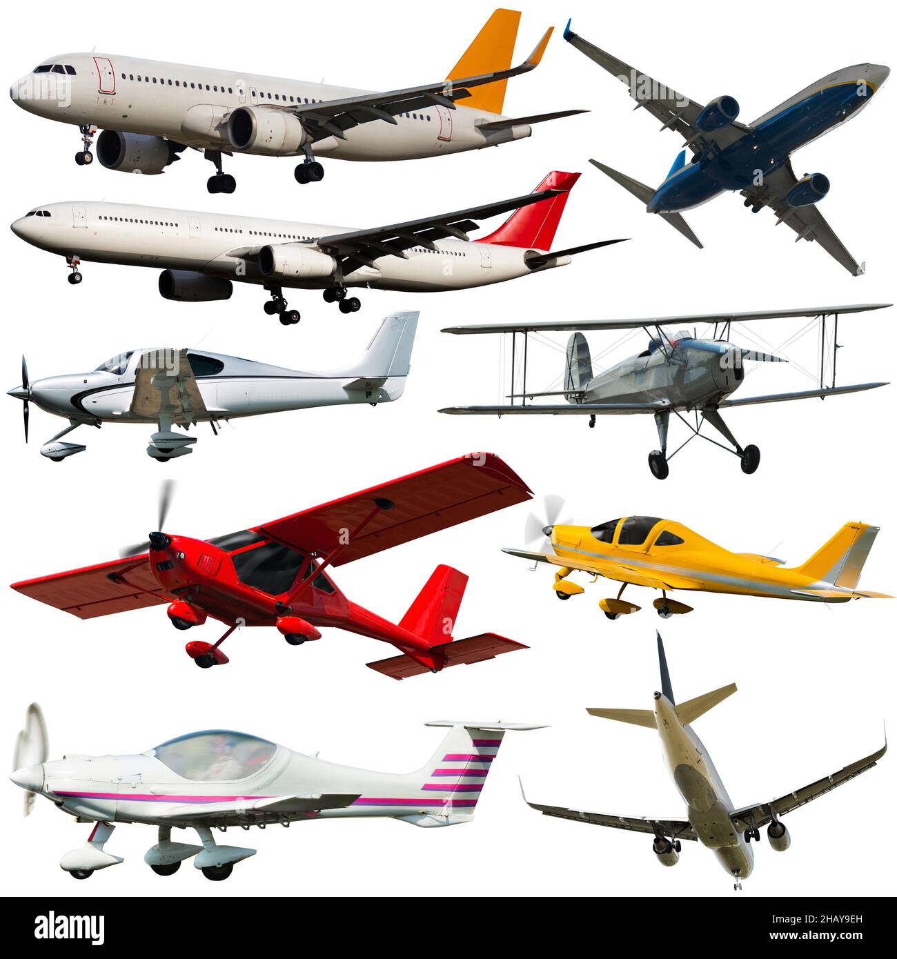 Collage of different civil airplanes Stock Photo - Alamy