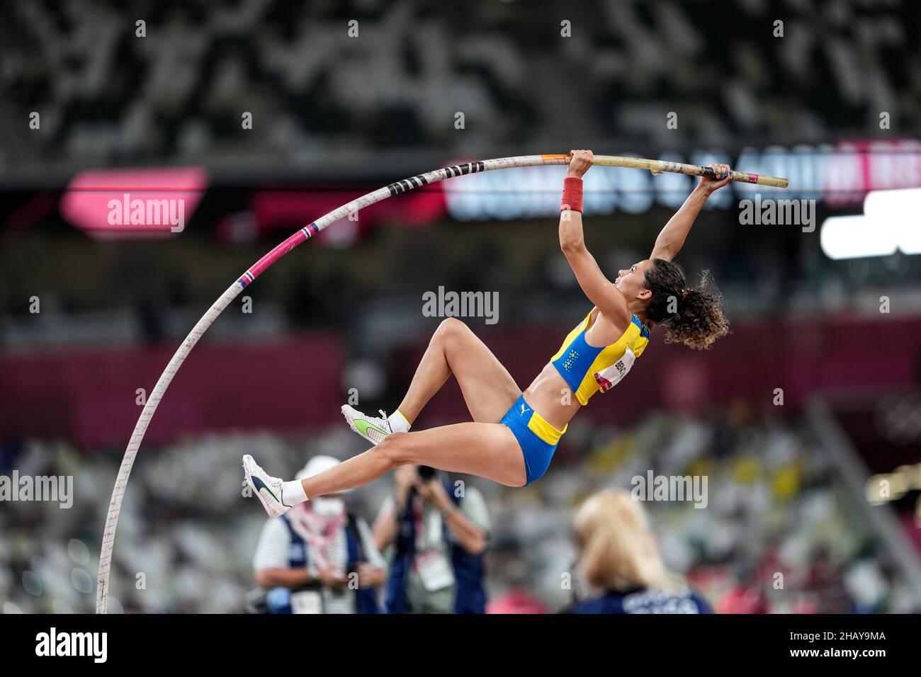 Angelica Bengtsson participating in the Tokyo 2020 Olympics in the pole ...