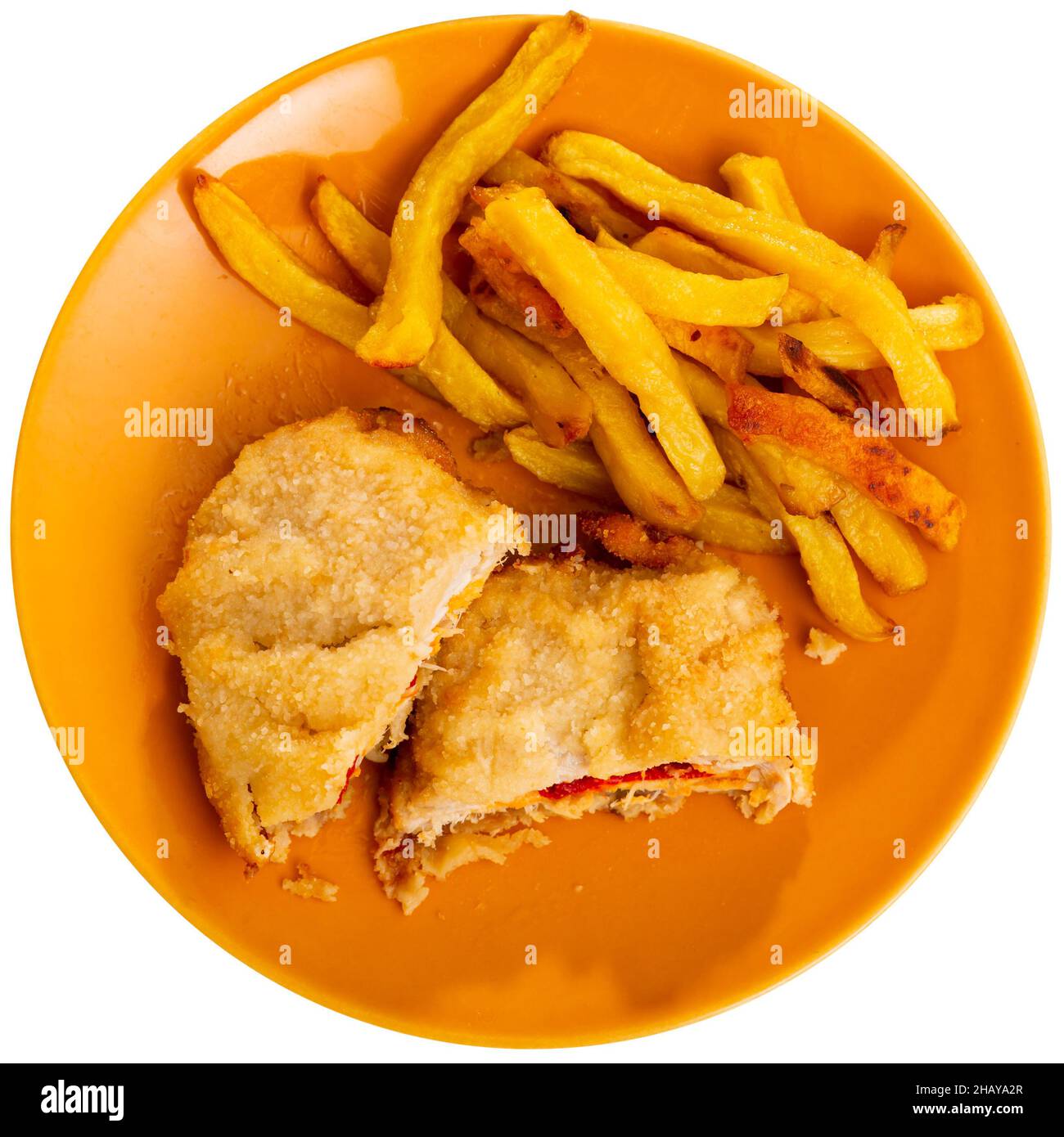 Goat cheese and pepper booklets with fries Stock Photo - Alamy