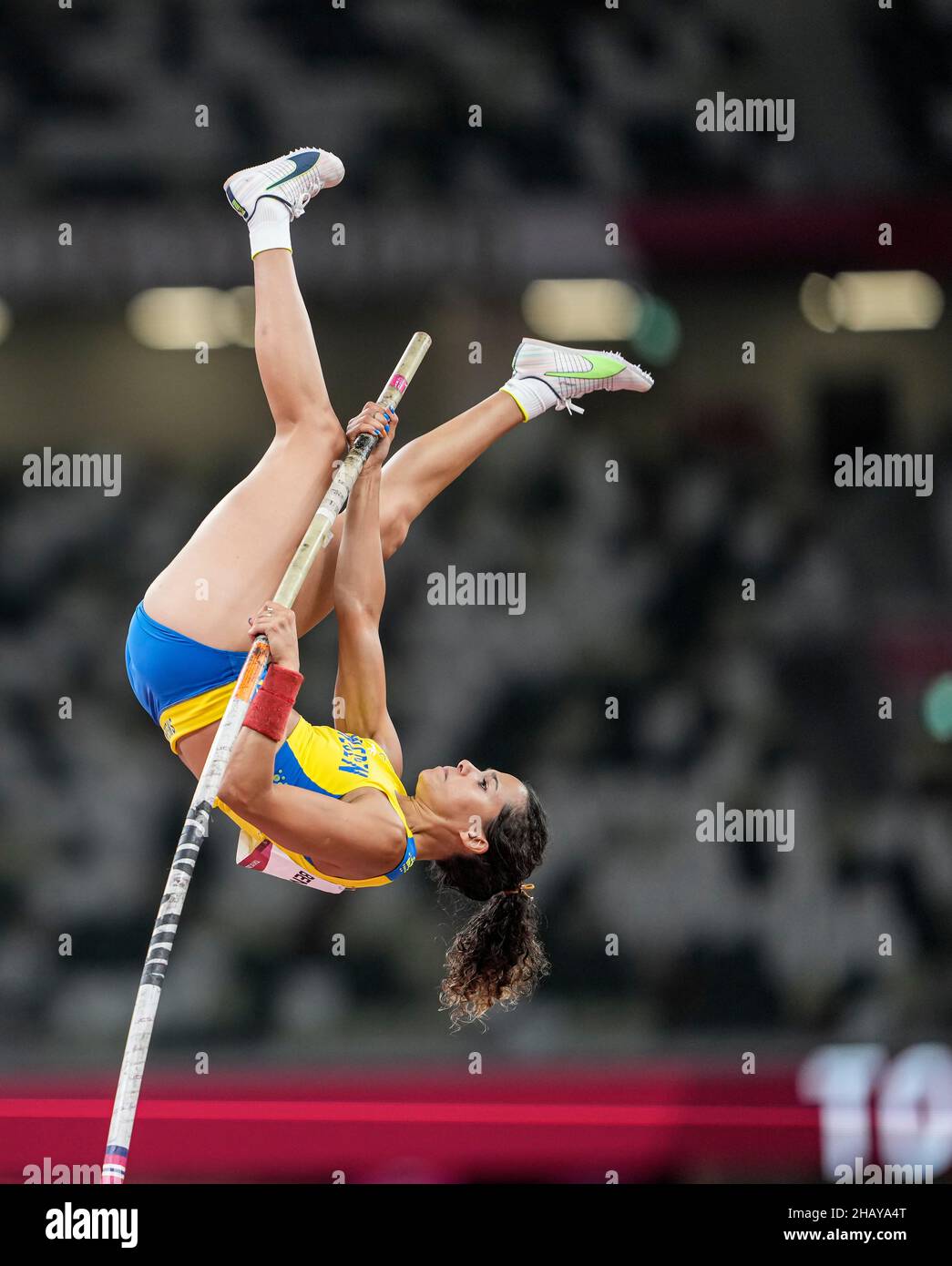Angelica Bengtsson participating in the Tokyo 2020 Olympics in the pole ...