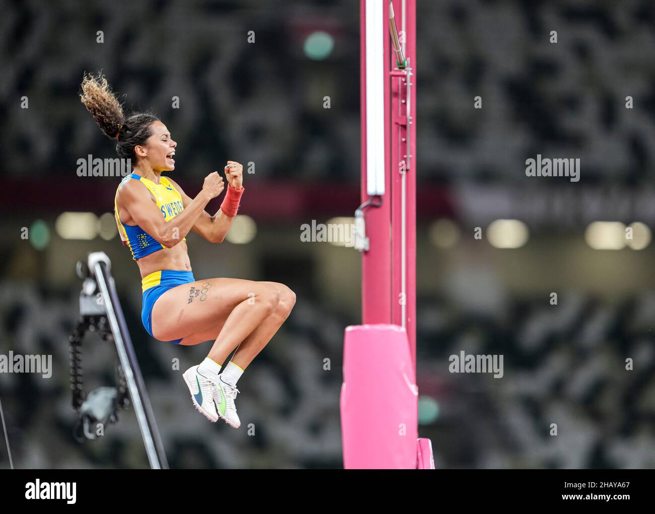 Angelica Bengtsson participating in the Tokyo 2020 Olympics in the pole ...
