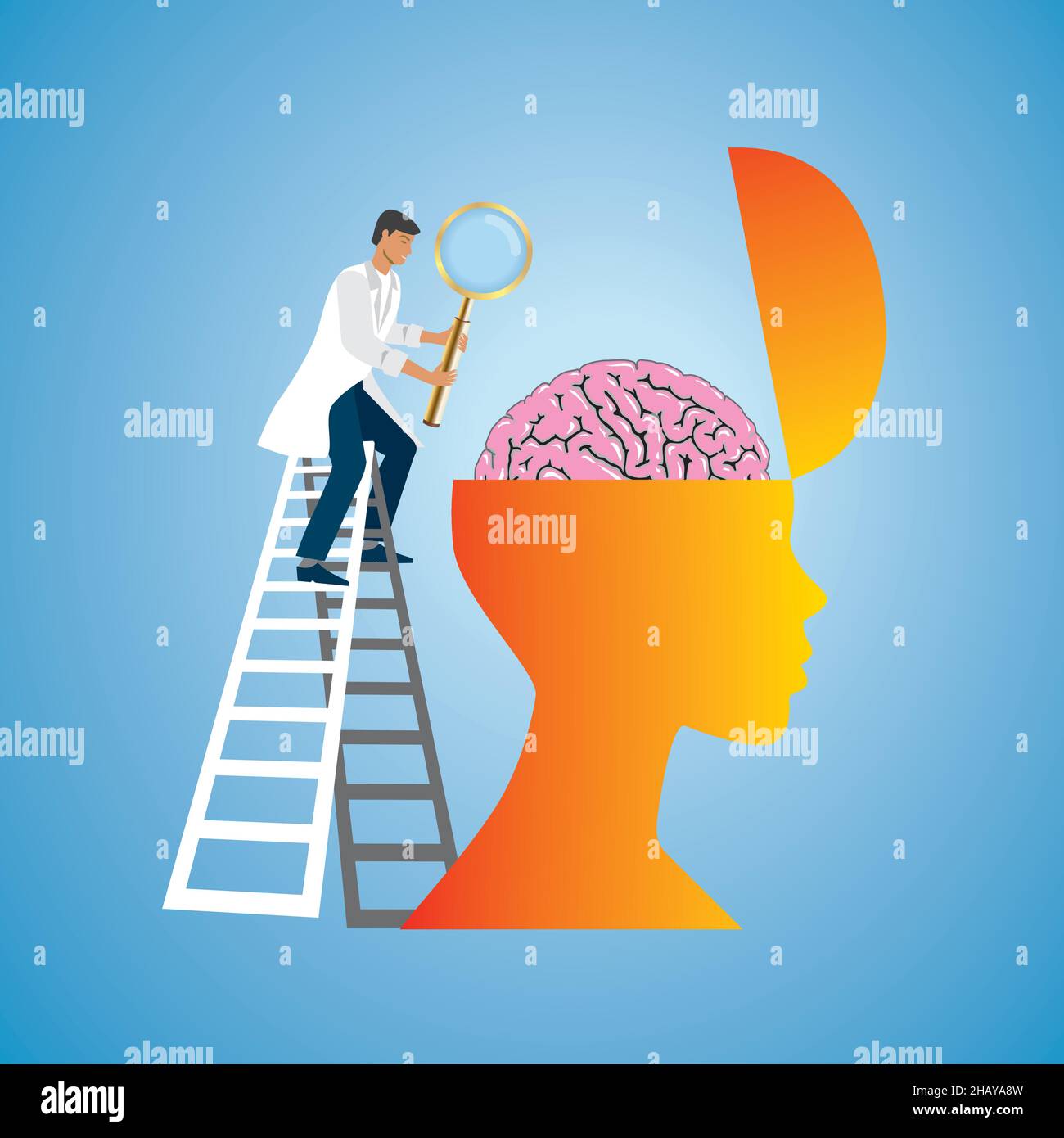Examination of the brain. Vector illustration. EPS10 Stock Vector Image ...