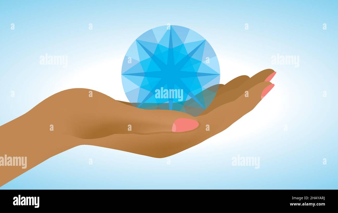 Hand with magic stone. Vector illustration. EPS10. Dimension 16:9 Stock ...