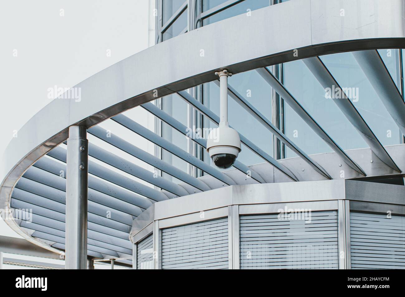 Outdoor architecture decoration with security camera on top Stock Photo ...
