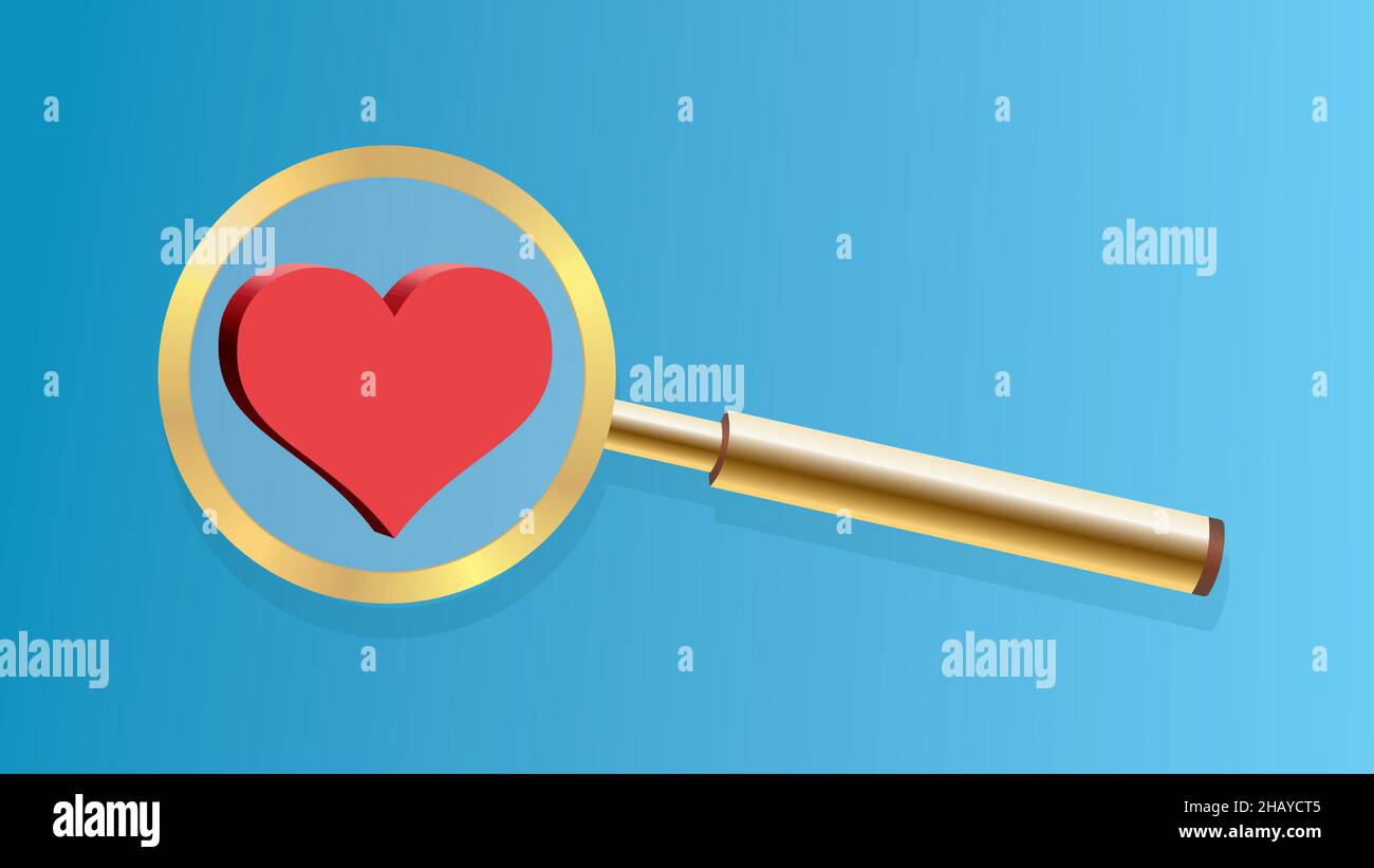 Heart in magnifying glass. Vector illustration. EPS10 Stock Vector ...
