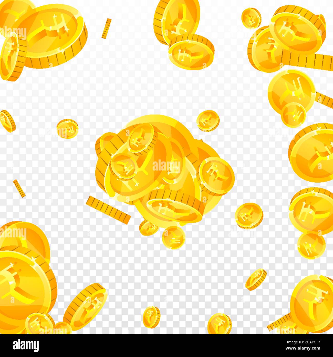 Indian rupee coins falling. Alive scattered INR coins. India money ...