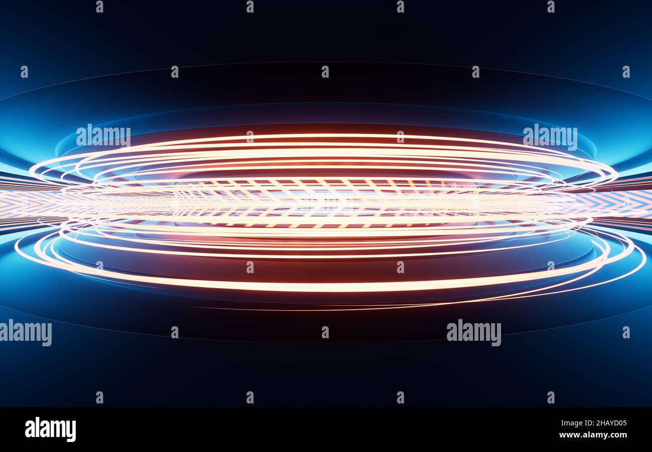 Neon lights and tunnels, 3d rendering. Computer digital drawing Stock ...