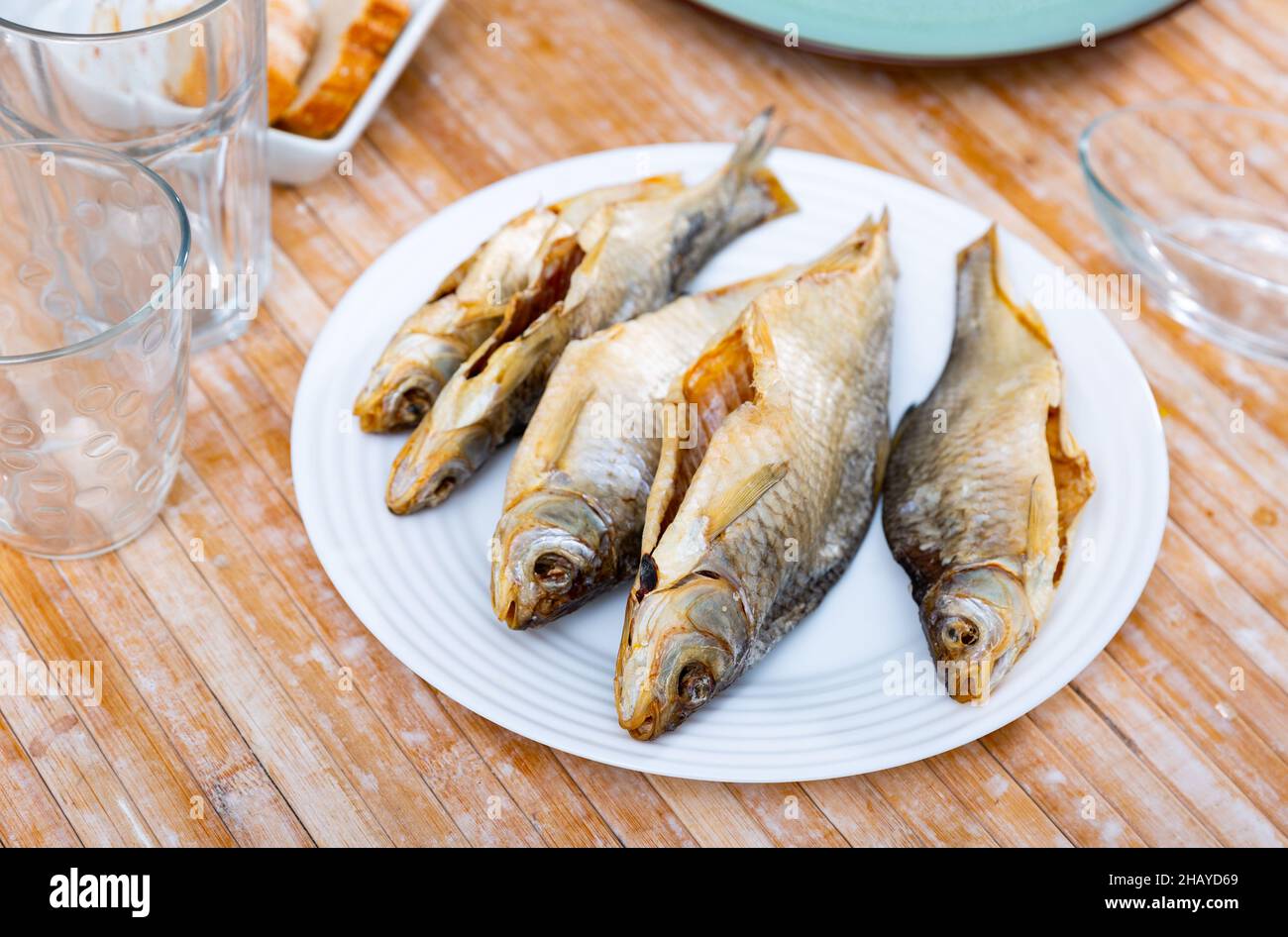 Dried salted roach Stock Photo - Alamy