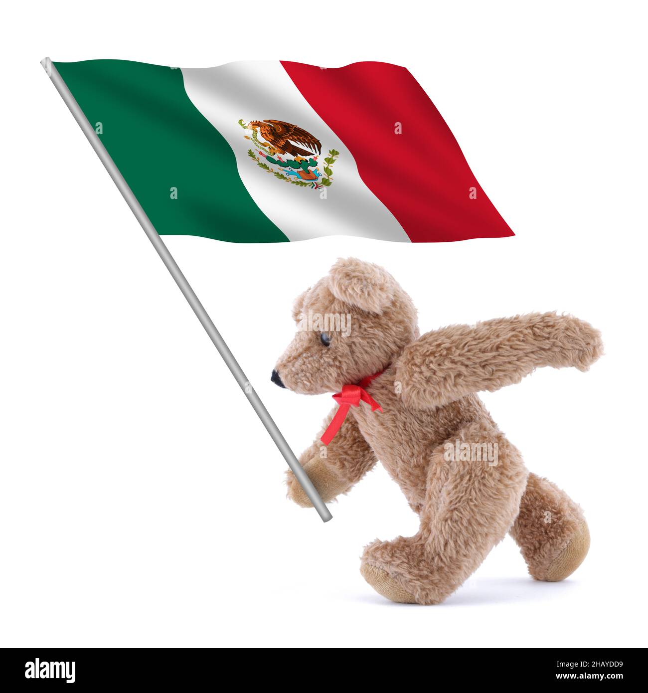 Mexico flag being carried by a cute teddy bear Stock Photo - Alamy
