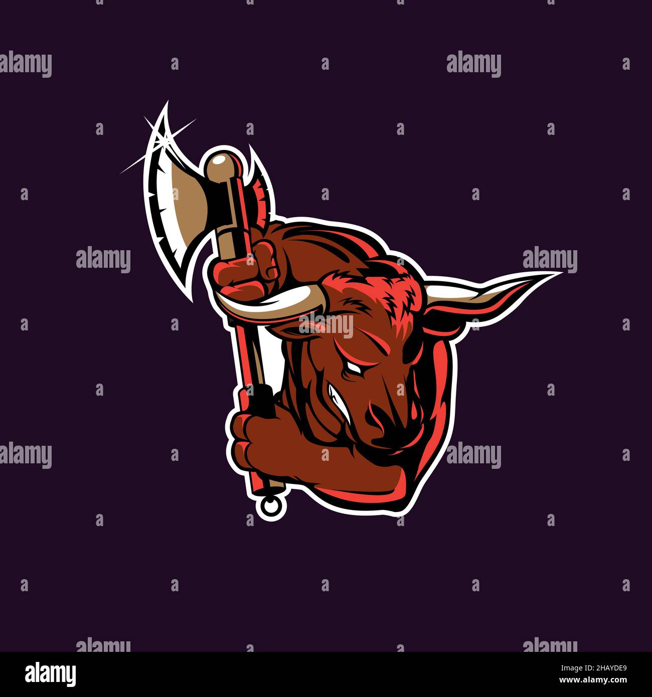 Minotaur wielding Twin Axe symbol vector illustration for logo, design ...