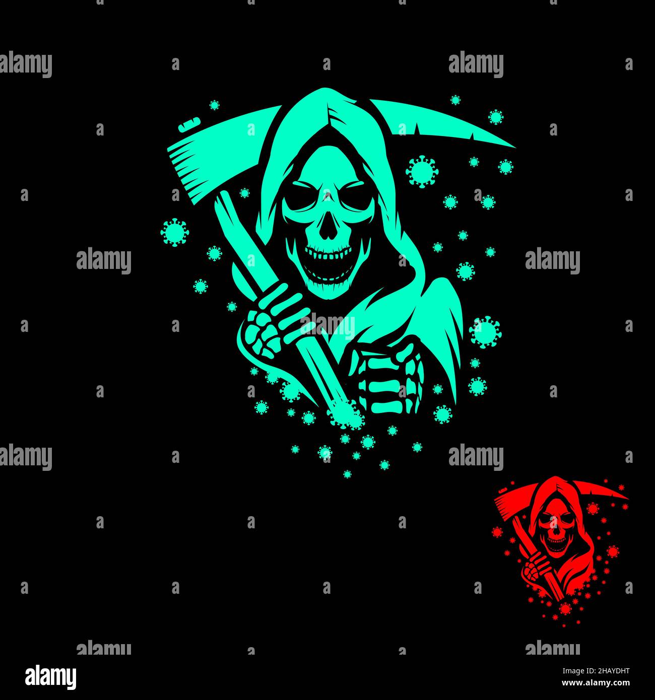 Grim Reaper Deadly Coronavirus concept vector illustration for logo ...