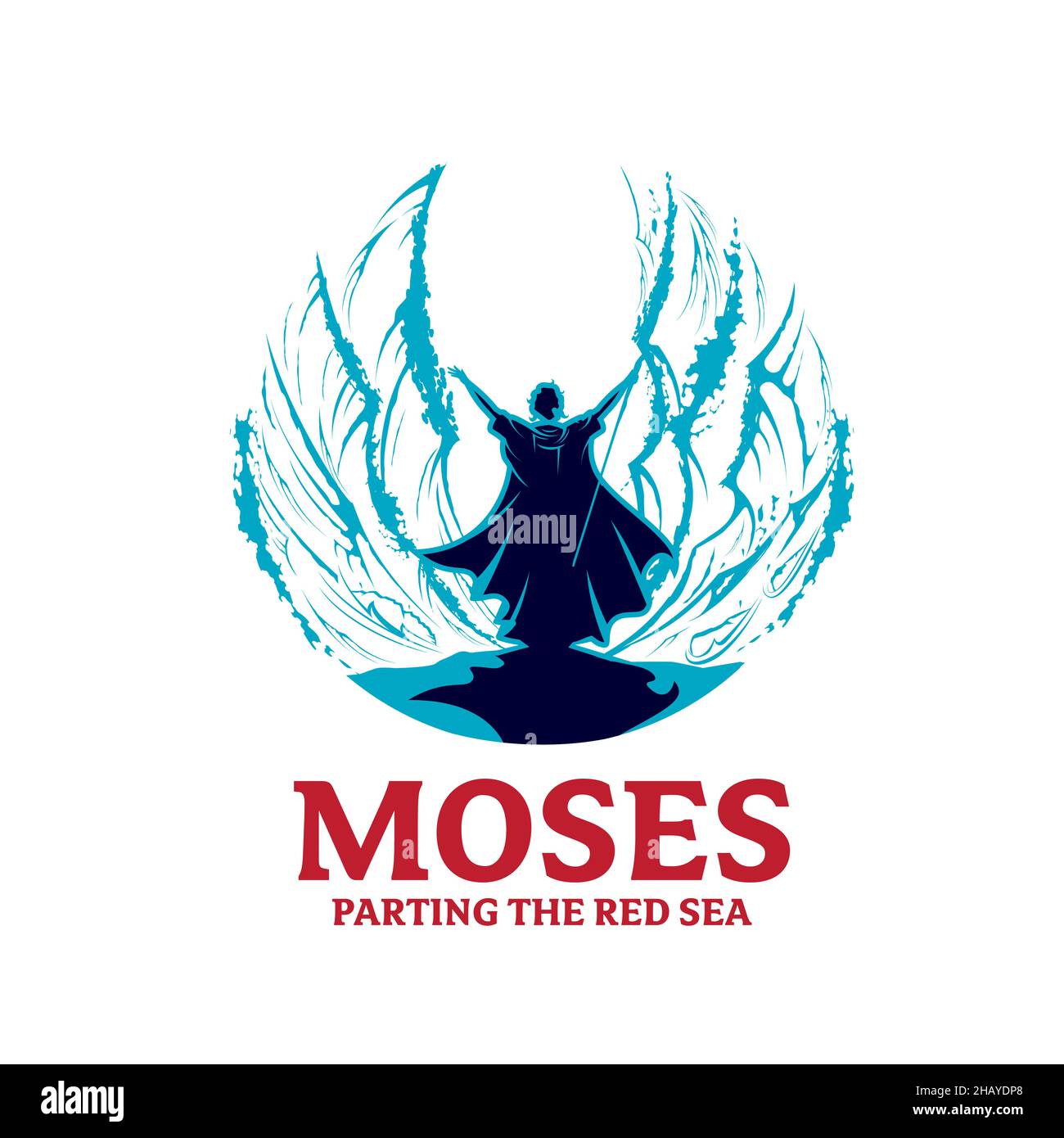 Moses Parting the red Sea vector illustration for poster, t-shirt ...