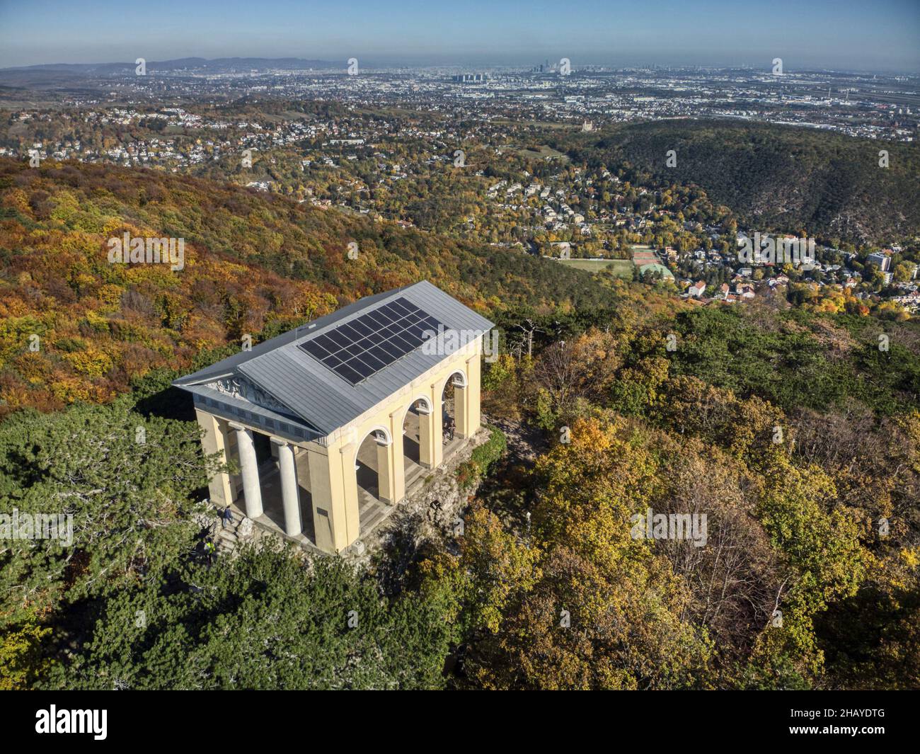 Aerial view of the Hussar's temple near the town of Modling in Lower ...