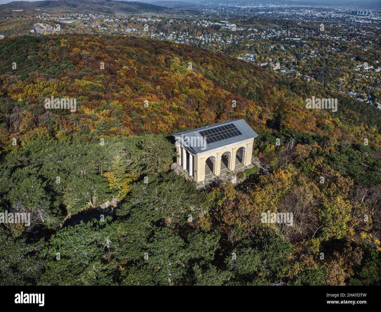 Aerial view of the Hussar's temple near the town of Modling in Lower ...