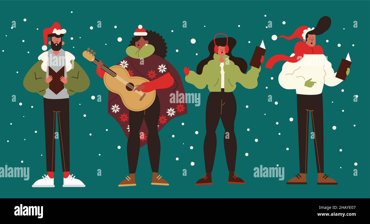 choir people singing christmas carol vector design illustration Stock ...