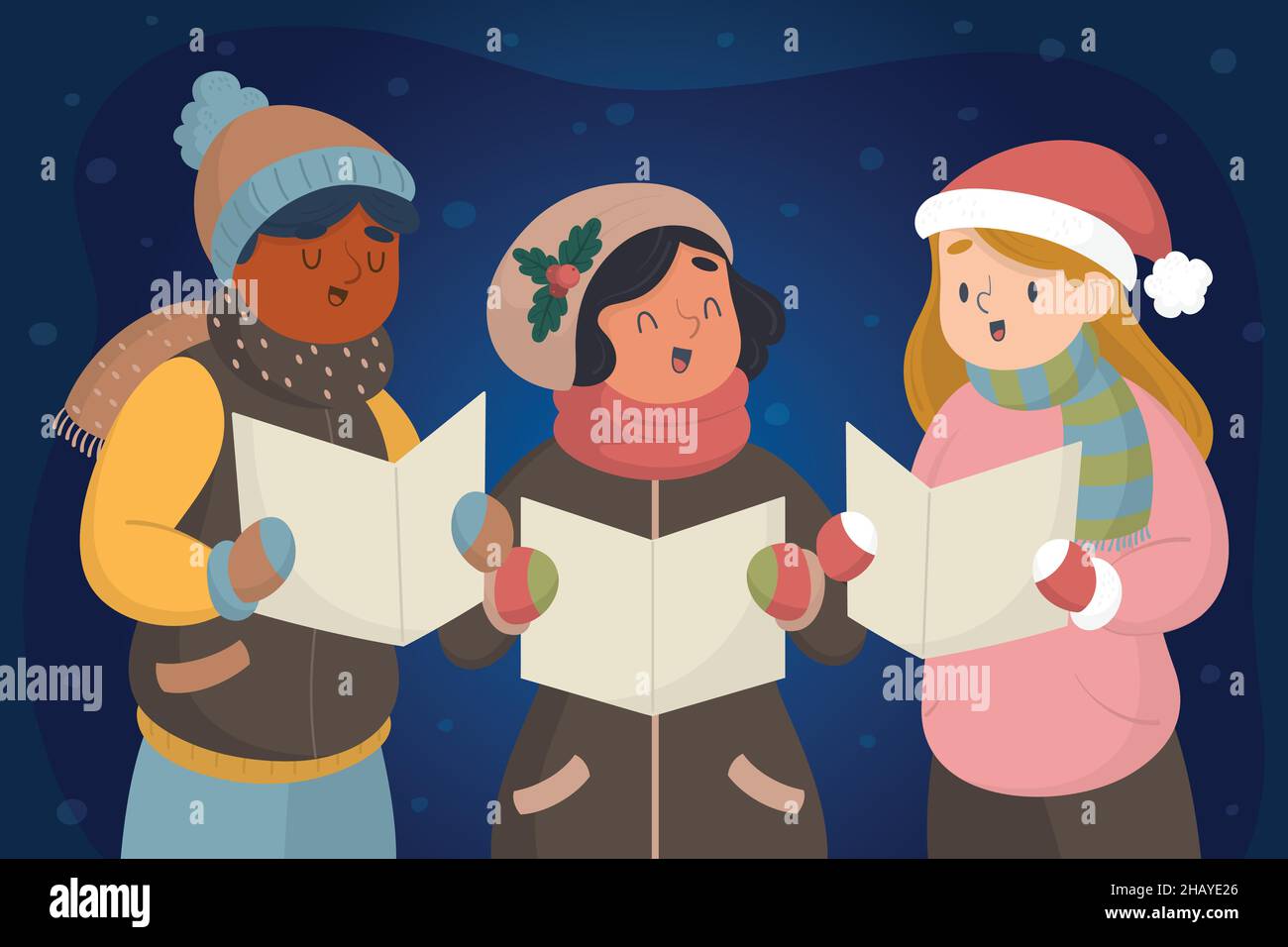 choir people singing christmas carol vector design illustration Stock ...