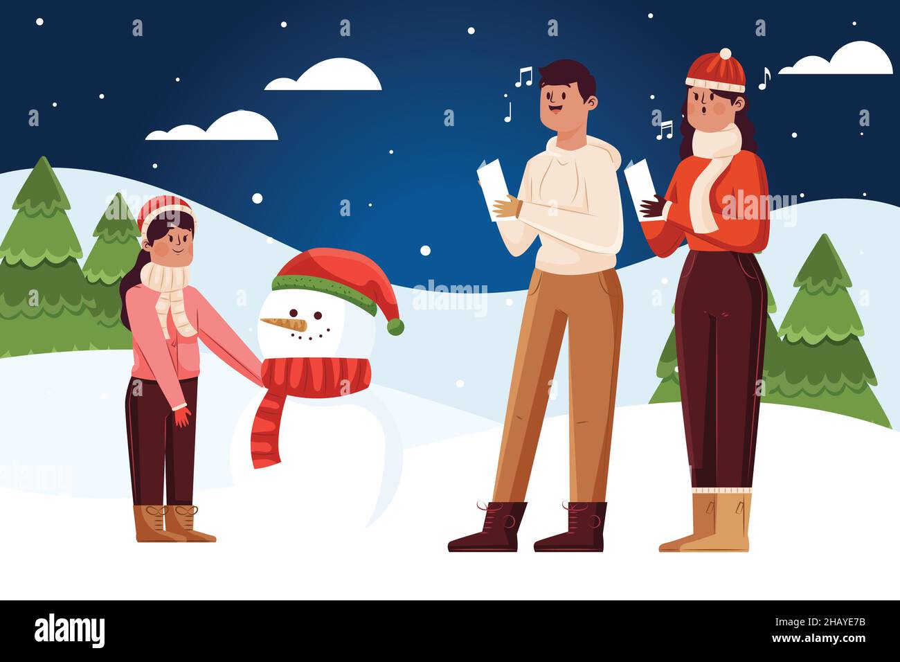 christmas snow scene vector design illustration Stock Vector Image ...