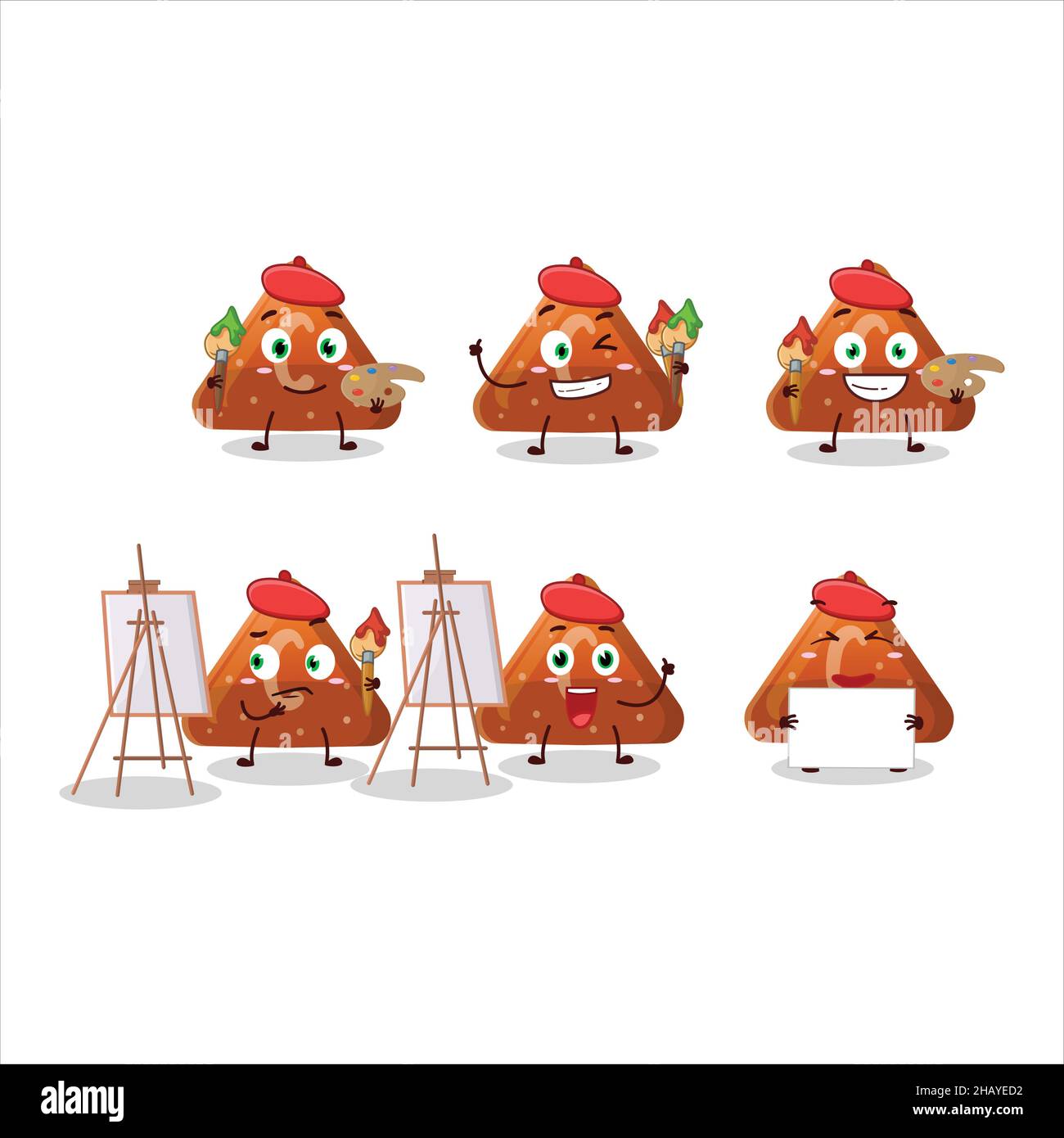 Artistic Artist of orange gummy candy C cartoon character painting with ...